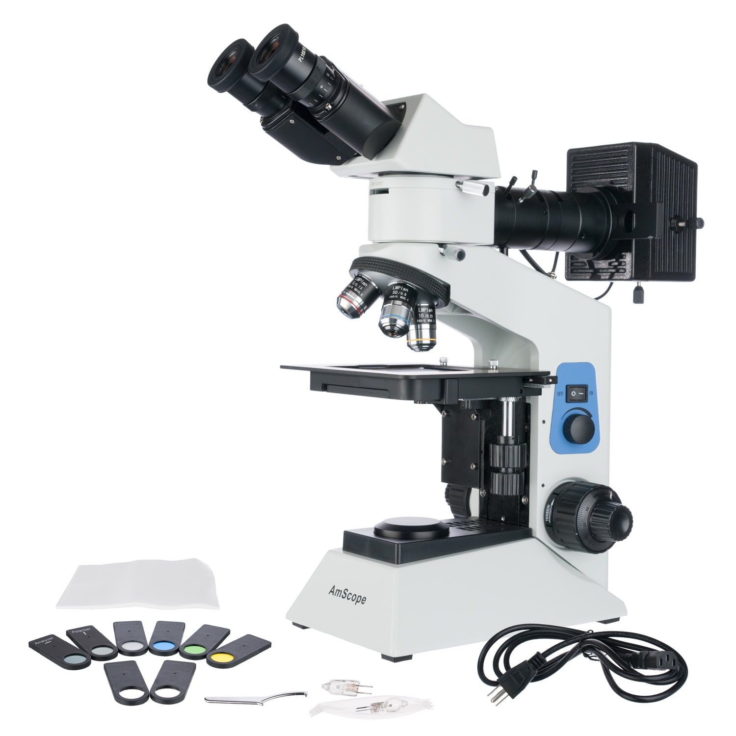 AmScope 50X-500X Binocular Polarized-light Metallurgical Microscope New ...