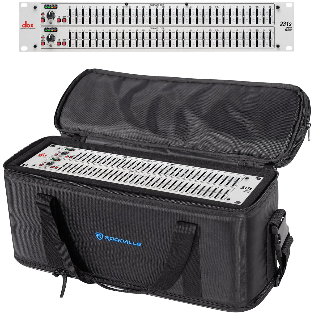 DBX 231S Dual 31 Band Graphic Equalizer Pro Audio Rack Mount EQ + Rack ...