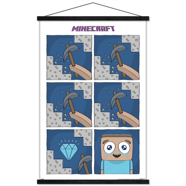 Minecraft - Simple Comic Steve Cry Wall Poster with Magnetic Frame, 22. ...