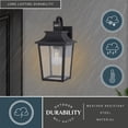 VAXCEL Irving Park Black Outdoor Wall Sconce Light, Clear Seeded Glass ...
