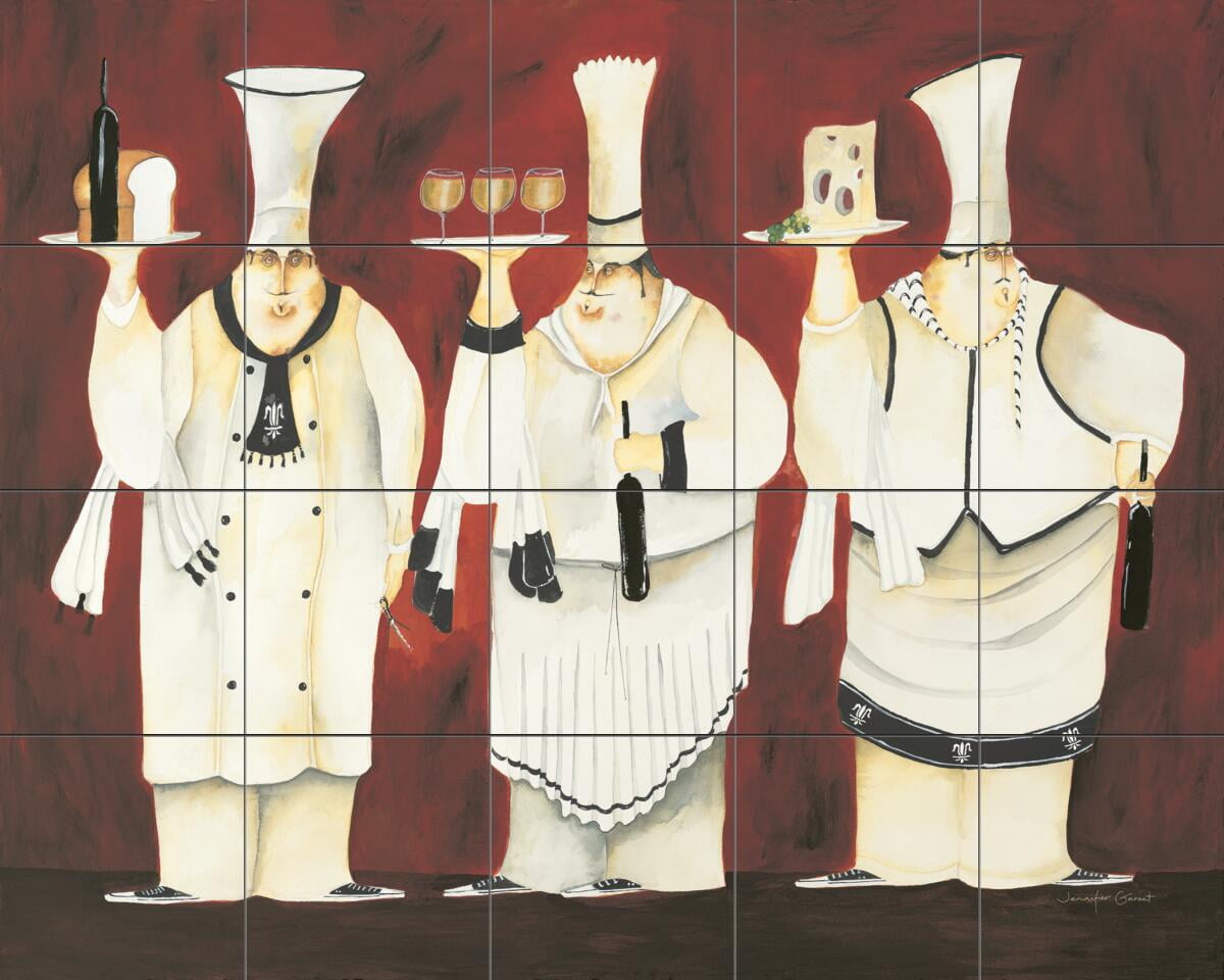 Tile Mural Kitchen Backsplash - 3 Chefs-JG - by Jennifer Garant ...