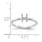 Solid 14k White Gold Diamond Initial Letter H Ring Band Size 8 (.042 ...
