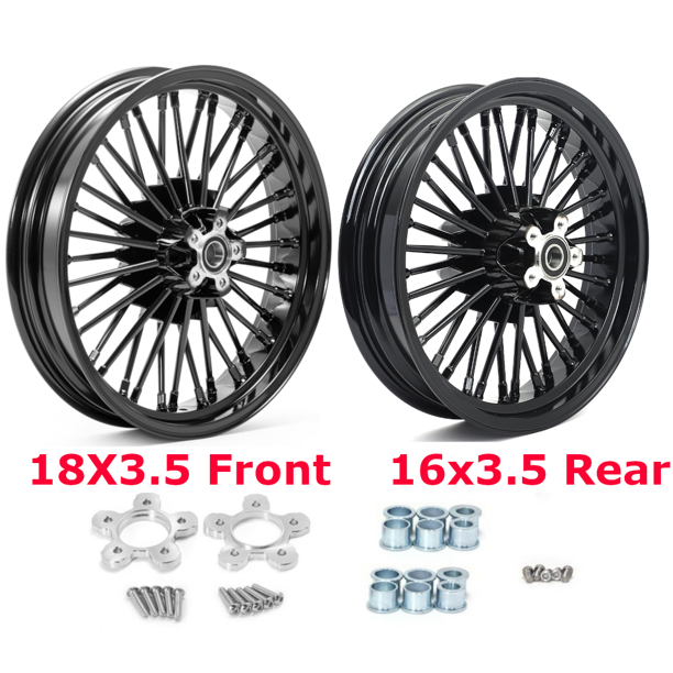 Gloss Black 18X3.5 16x3.5 Fat Spoke Wheels for Harley Touring Road King ...