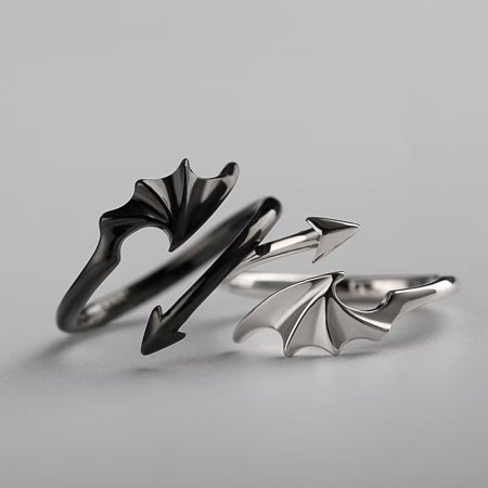 Lepai Personality Angel Devil Wings Open Ring for Men and Women Dragon ...