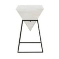 DecMode 14" x 24" White Wood Inverted Pyramid Geometric Accent Table ...