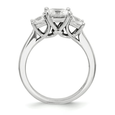 Bonyak Jewelry - Sterling Silver Rhodium-plated & CZ 3 Stone Ring ...
