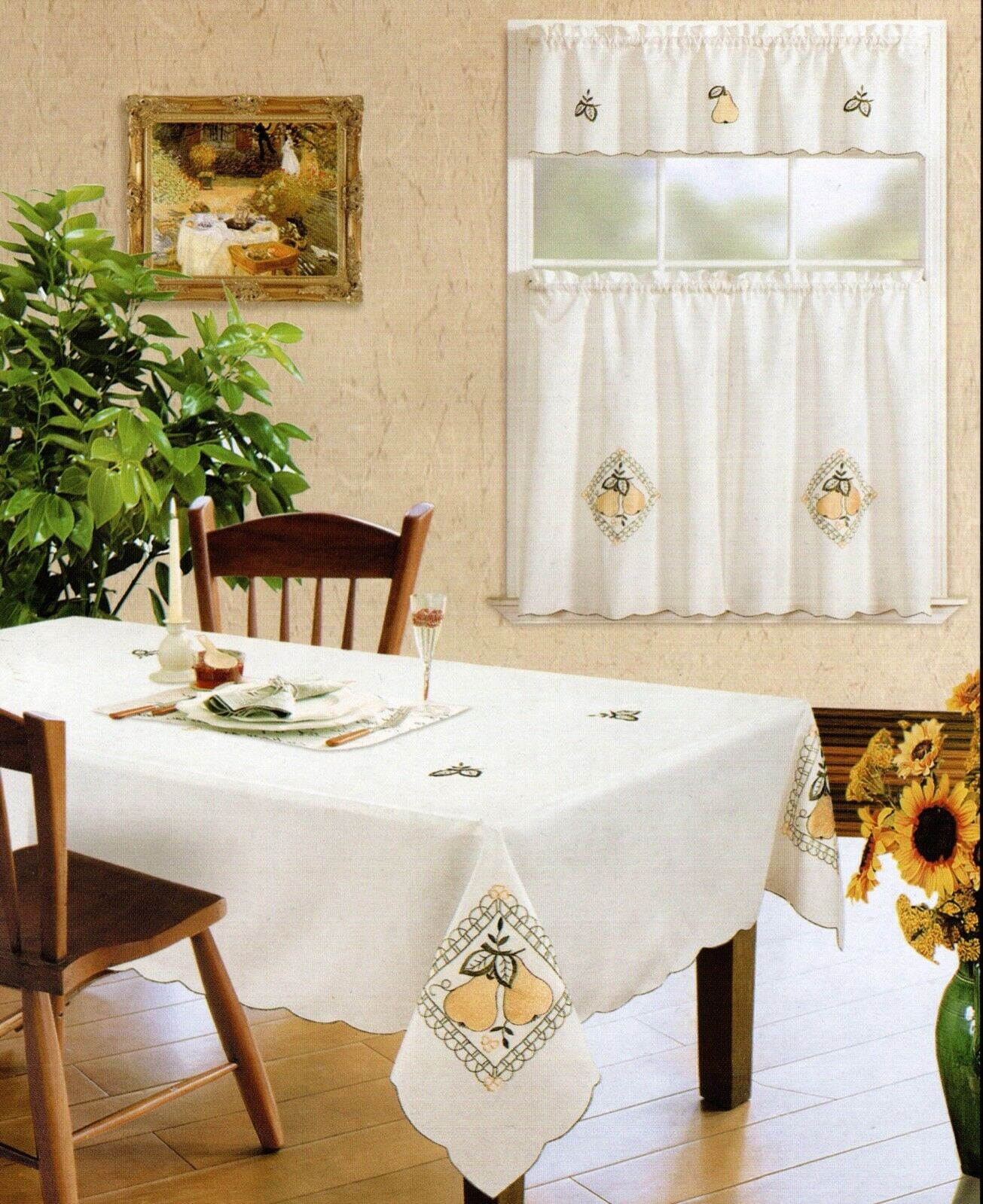 Kitchen Window Curtain Set 2 Curtains + Valance 60"X36" - Walmart.com