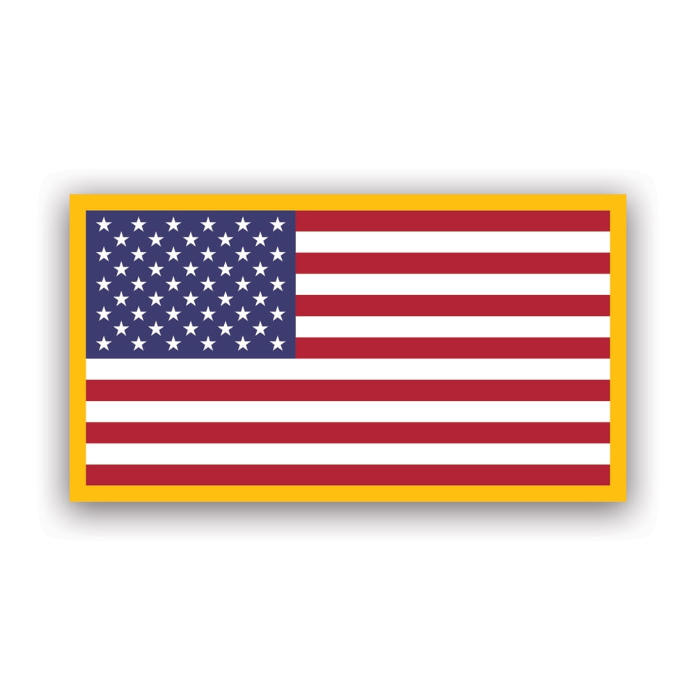 American Flag Gold Border Sticker Decal - Self Adhesive Vinyl ...