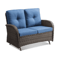 PARKWELL Rattan Gliding Loveseat - Outdoor Patio 2 Seater Sofa with ...