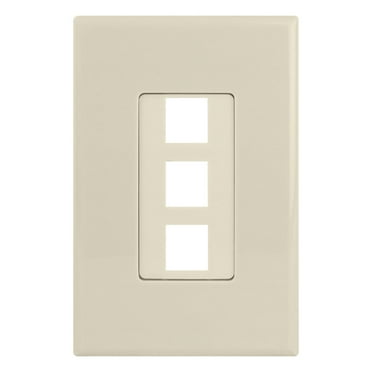 Construct Pro Double-Gang 12-Port Keystone Wall Plate (Color: White ...