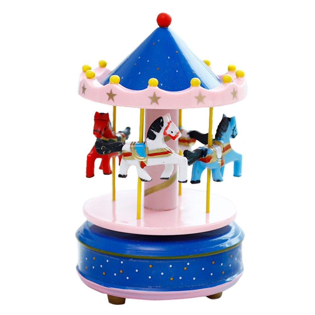 Romantic Carousel Horse Music Box Toy Artistic Wooden Carousel Music ...