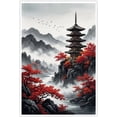 Japanese Pagoda Canvas Wall Art, Asian Serene Landscape Print with ...