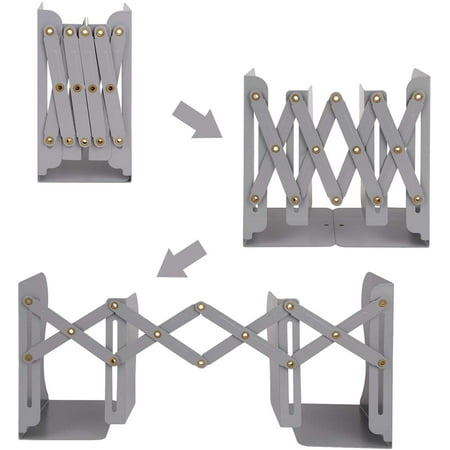 Retractable Bookends Heavy Duty Books Stand Rack Nonskid Desk Bookshelf ...
