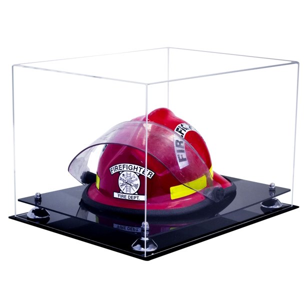 Deluxe Clear Acrylic Fireman's Helmet Large Display Case with Silver ...