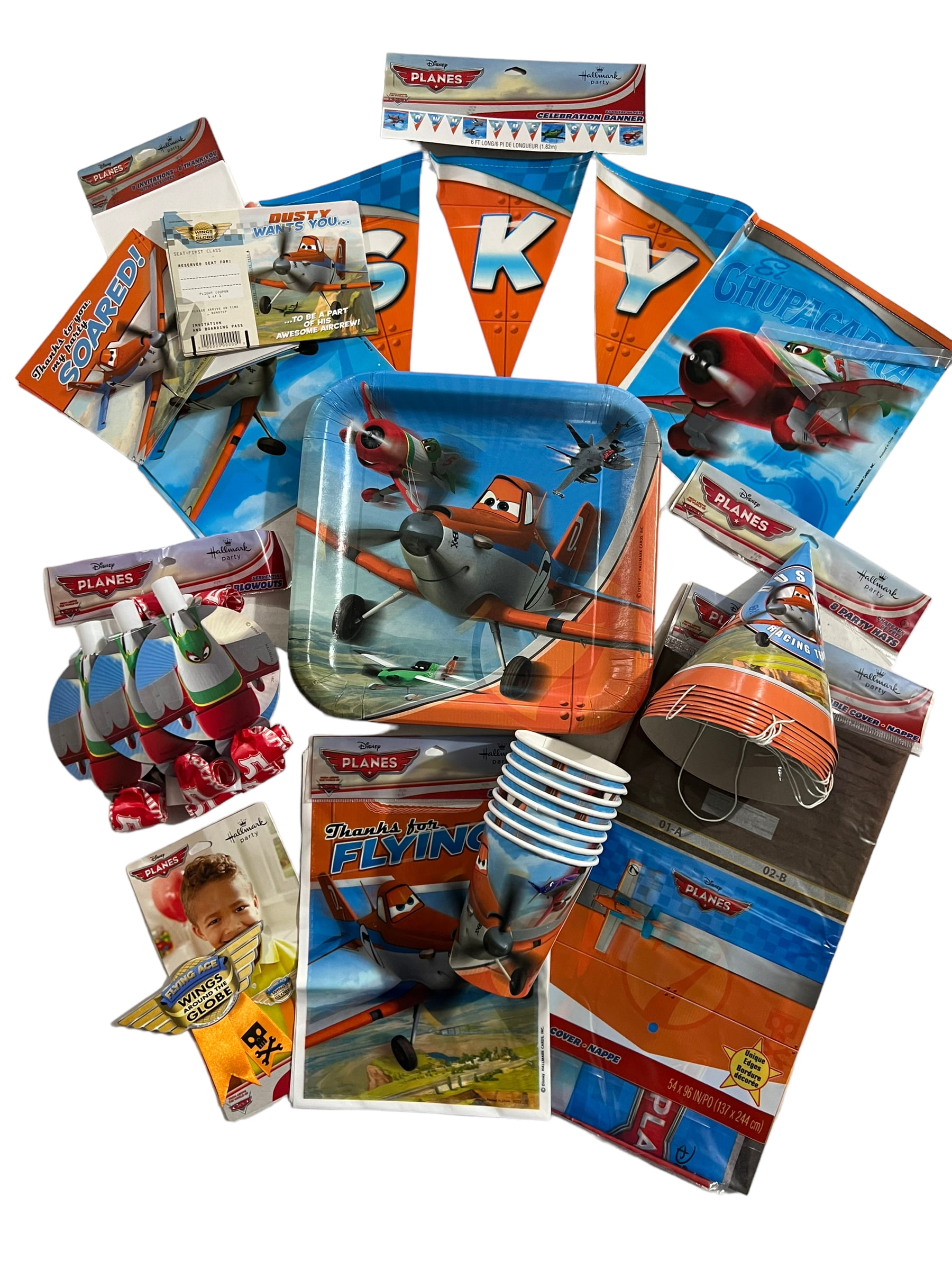 Planes Party Bundle for 8 Guests, Plates, Favors, Decorations, Table ...