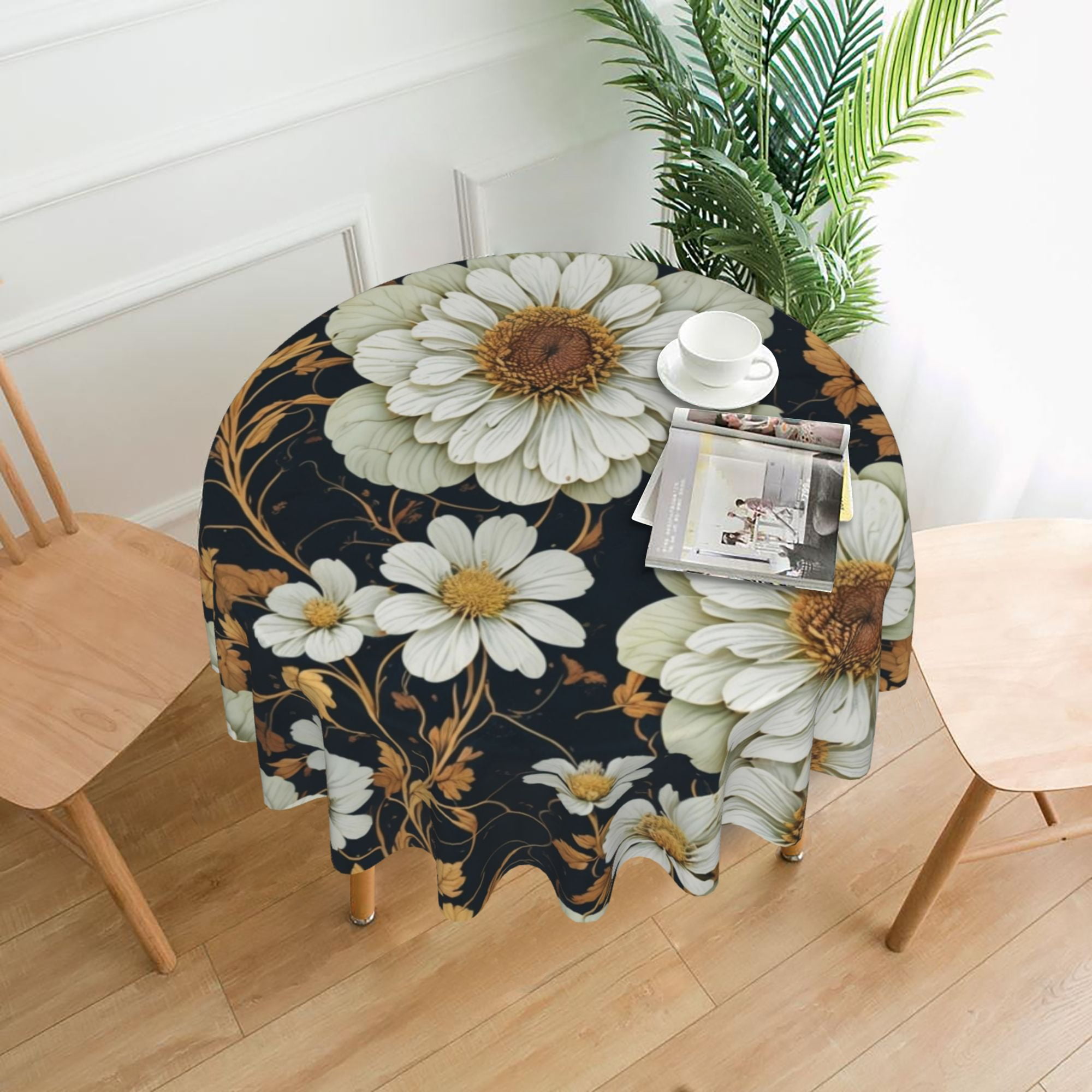 ZICANCN Round Table Cloths 60 Inch, Fantasy Flower Table Cover ...