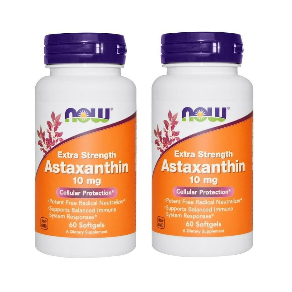 Now Foods - Astaxanthin, Extra Strength, 10 mg, 60 Softgels - 2 Packs ...