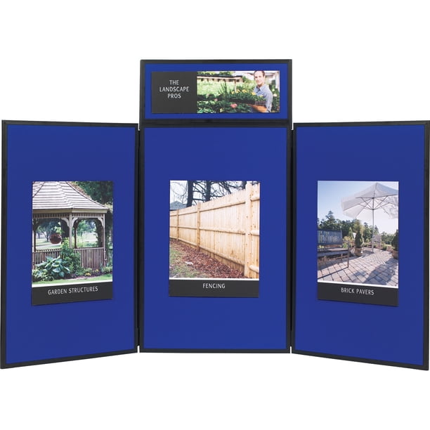 Quartet Show-It! 3-Panel Display System, 6' x 3', Double-sided, Blue ...