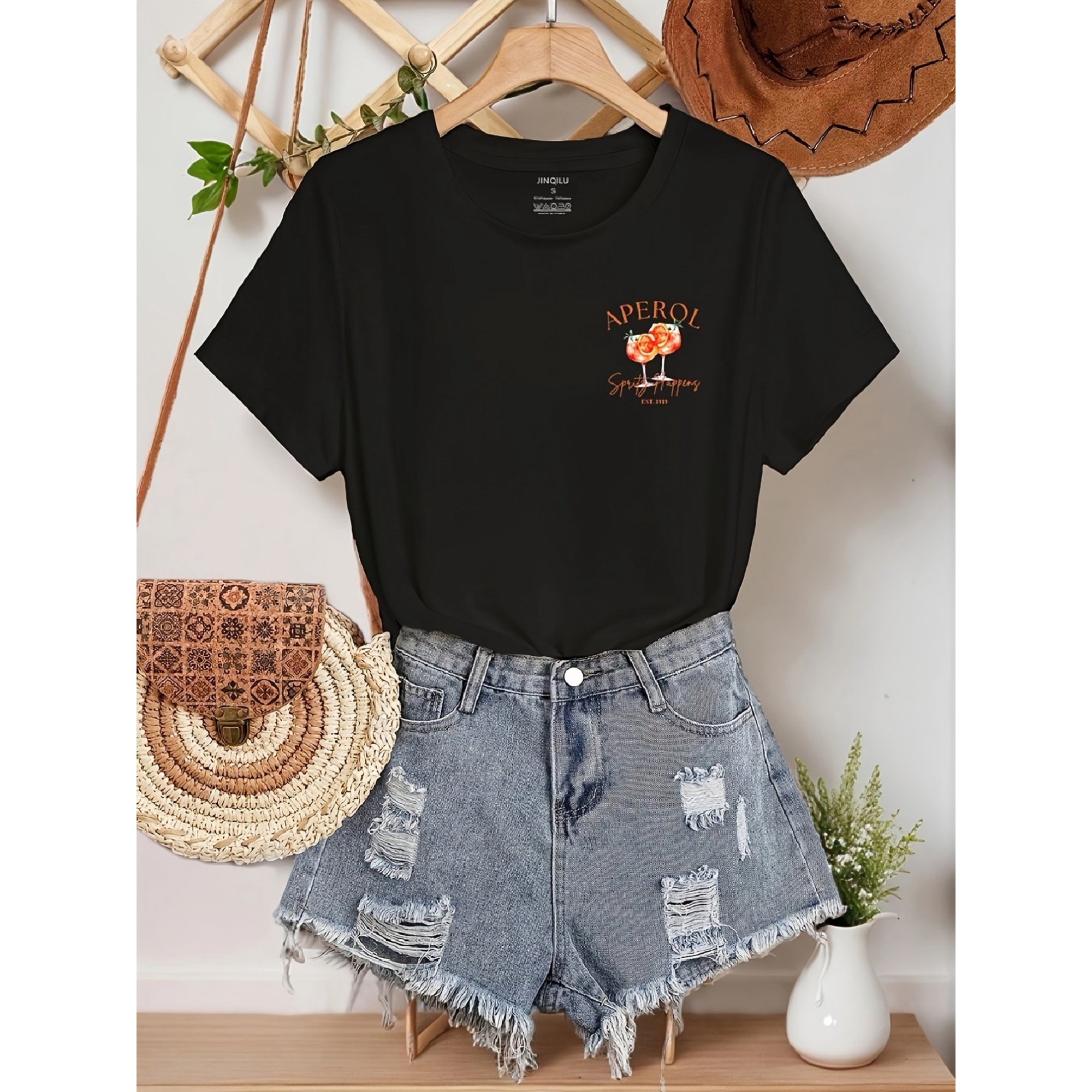 Click here for Generic 1pc Aperol Spritz Print Womens T-Shirt  Ca... prices