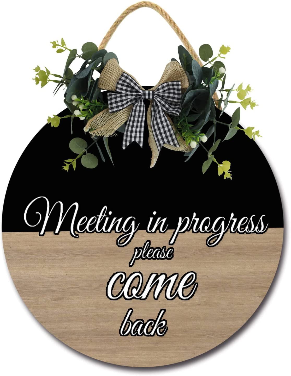 Eveokoki 11" Rustic Wooden Meeting In Progress Please Come Back Signs ...