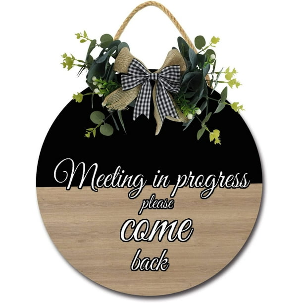 Eveokoki 11" Rustic Wooden Meeting In Progress Please Come Back Signs ...