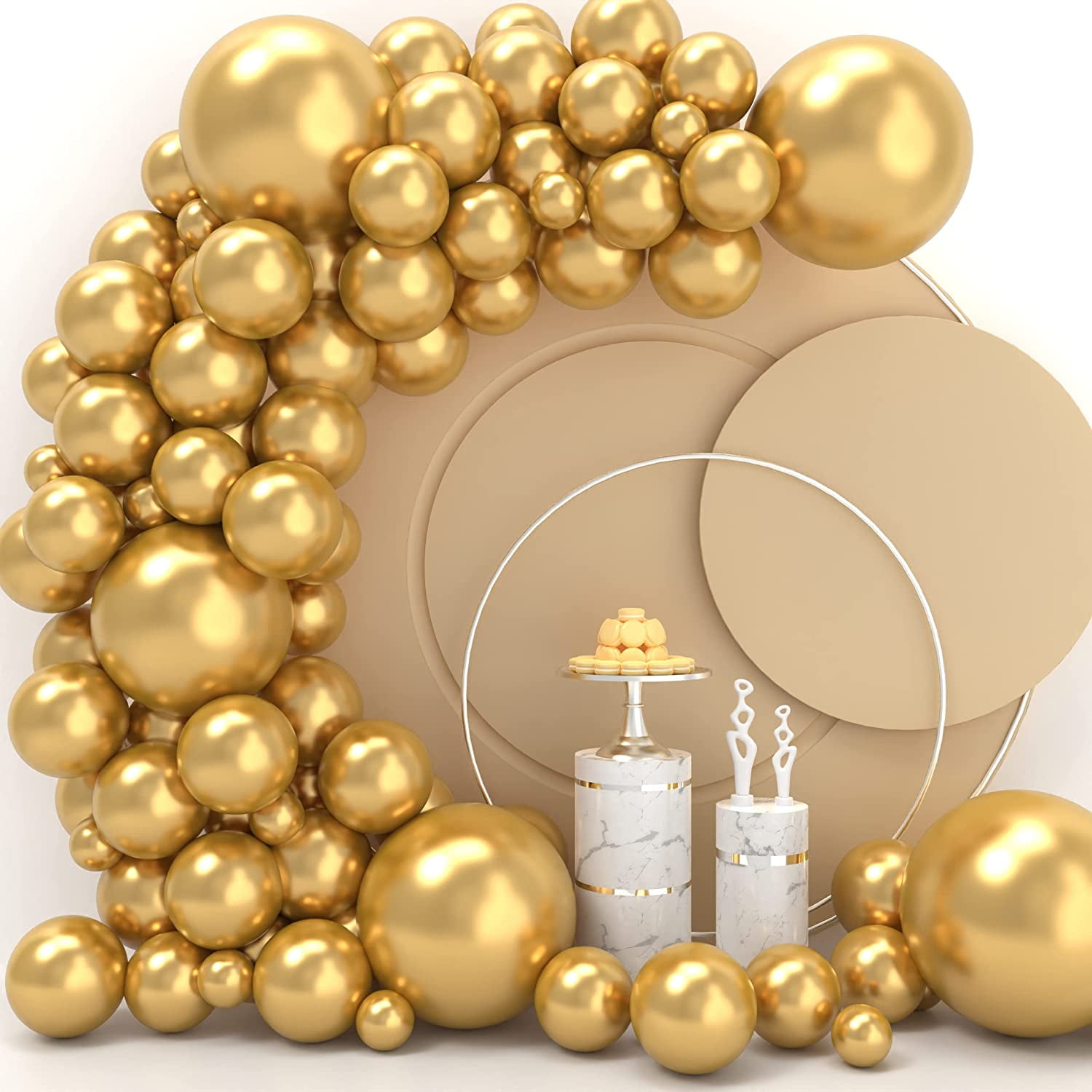 Gold Balloons 110 Pcs Gold Balloon Garland Kit Different Sizes 5 10 12 ...