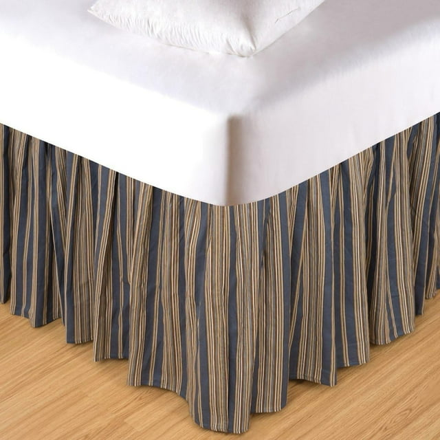 Blue & Tan Striped Dust Ruffle Bed Skirt Blue - Walmart.com