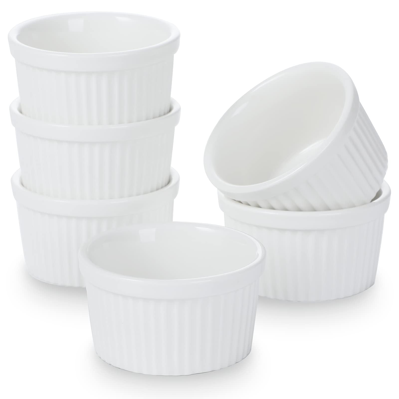3 oz Ramekins - 6 pcs Porcelain Ramekins Dishes for Souffle,Creme ...