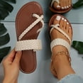 1Pc Women's Flat Slide Sandals, Toe Loop Braided Band Slip On Shoes ...