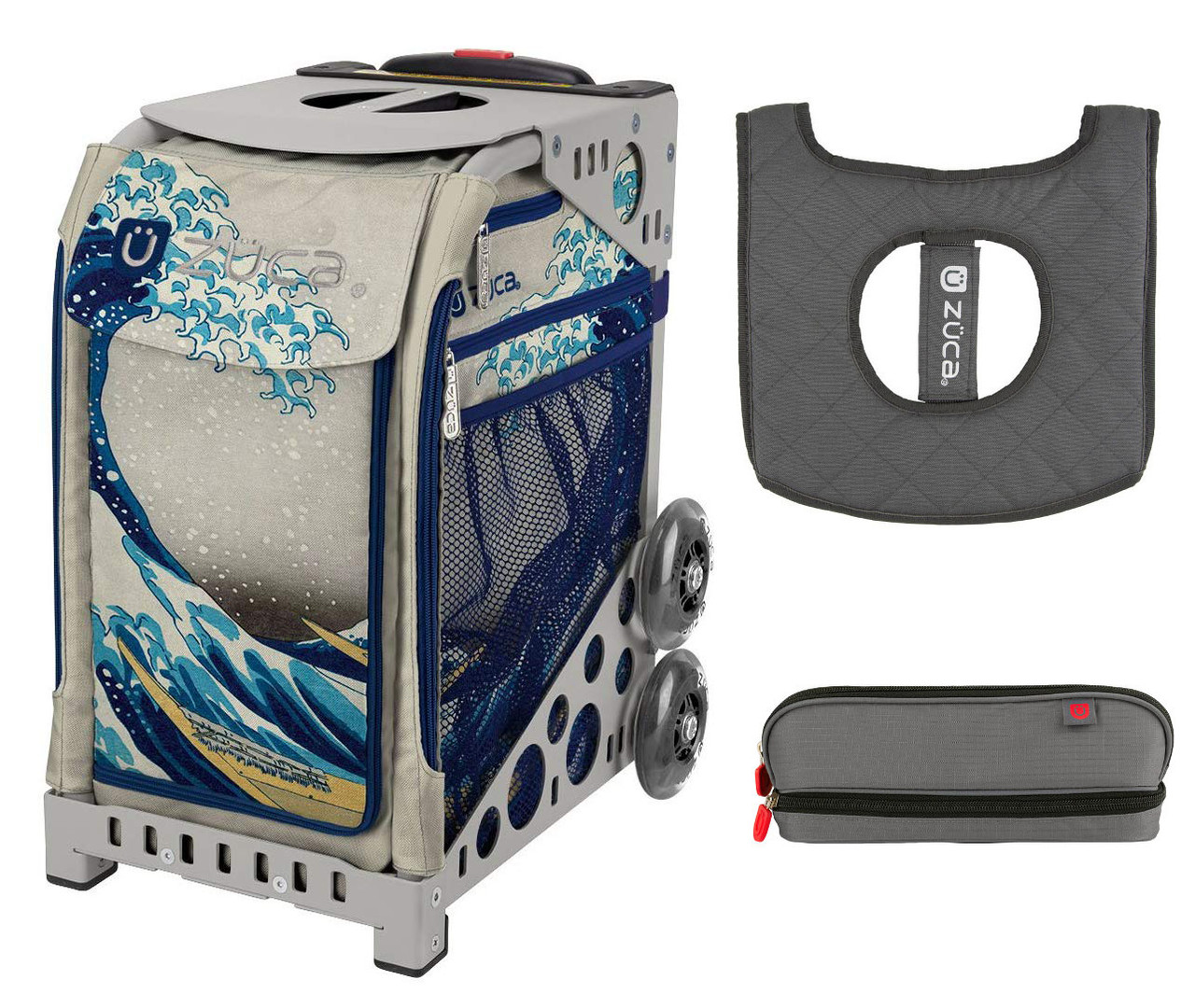 Zuca 18" Sport Bag - Great Wave with Pencil Case and Seat Cover (Gray ...