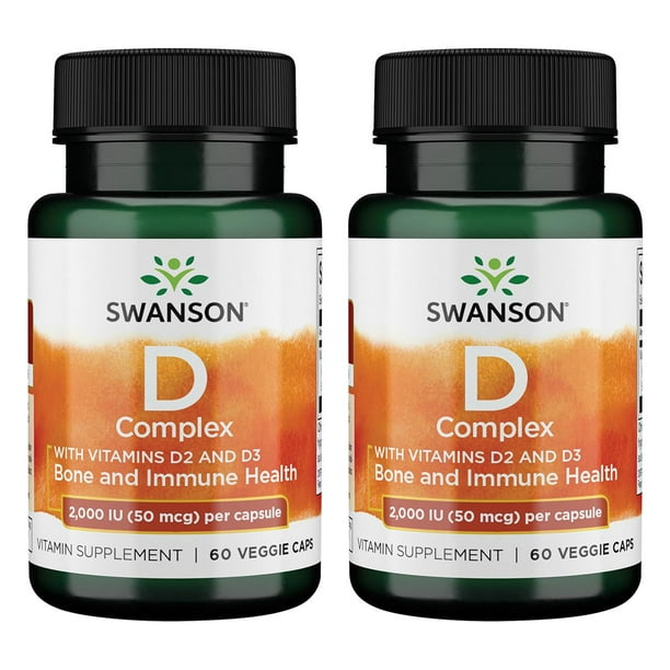 Swanson Vitamin D2 and D3 Complex 2,000 Iu (50 mcg) 60 Veg Caps 2 Pack ...