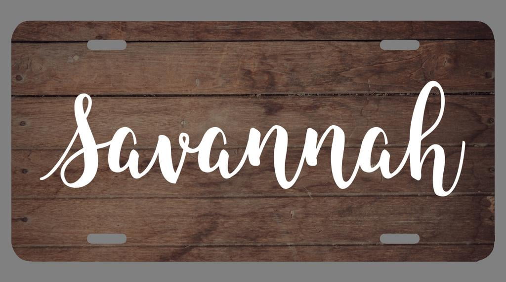 Savannah Name Wood Style License Plate Tag Vanity Novelty Metal | UV ...