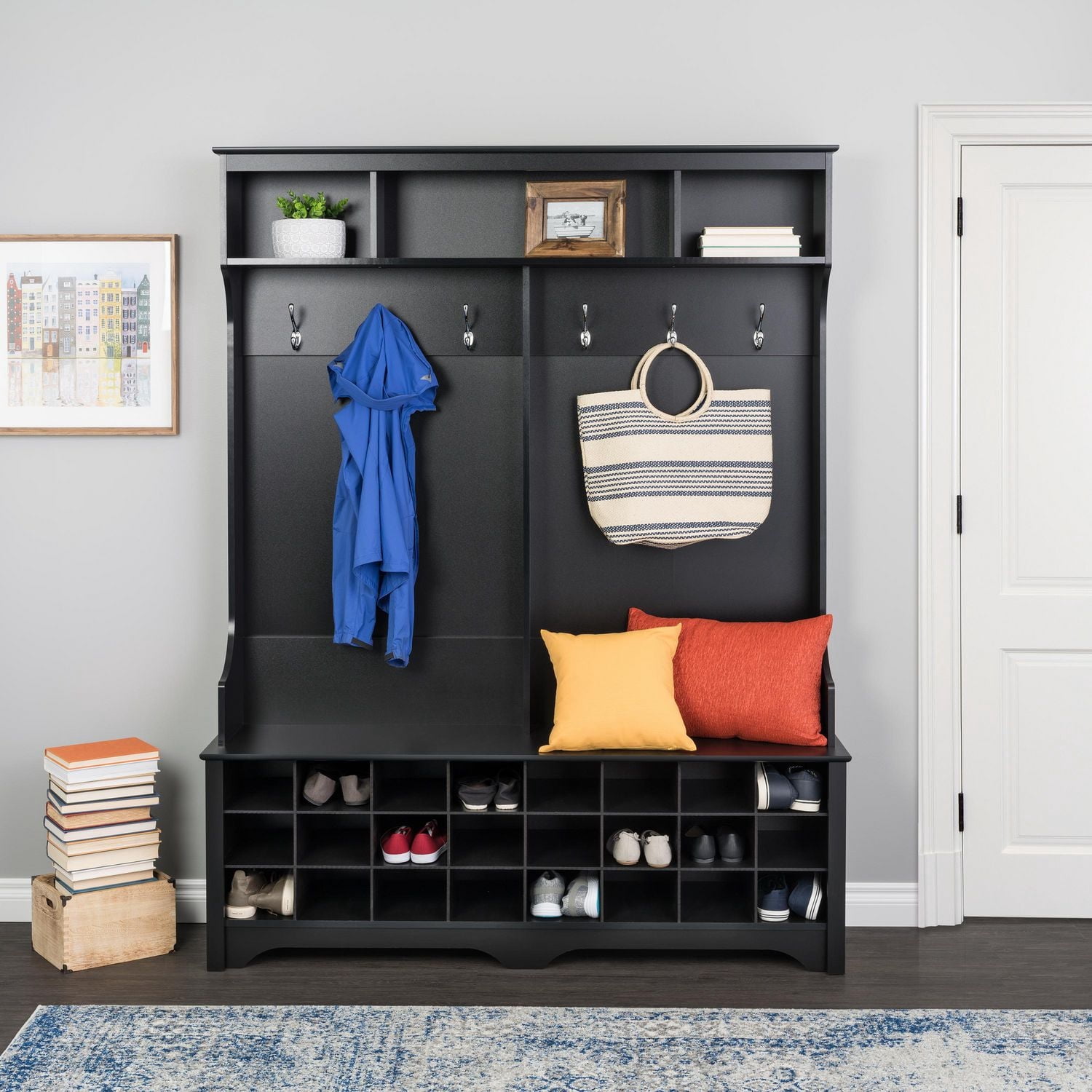Prepac 60" Wide Hall Tree with Shoe Storage, Black - Walmart.ca