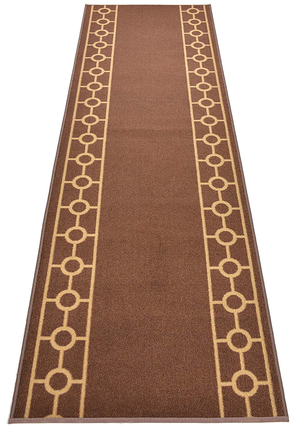 Custom Runner Rug Brown Chain Border Roll Runner 26 Inch or 31.5 Inch ...