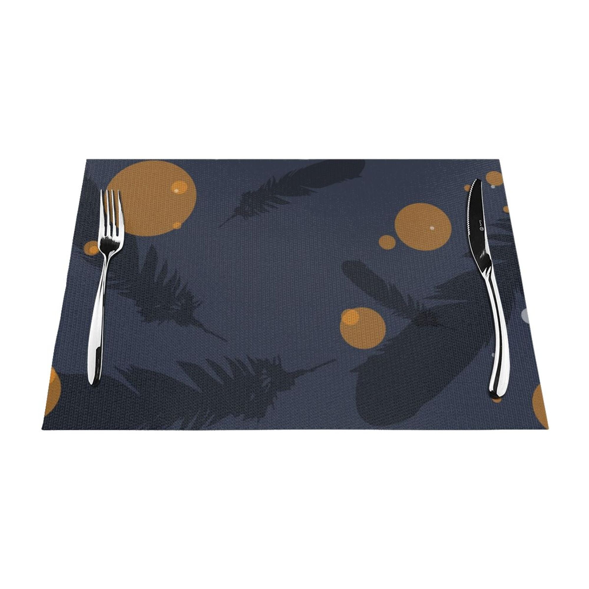 XMXY Woven Placemats Set of 6 PCS, Feathers Background Table Mats ...