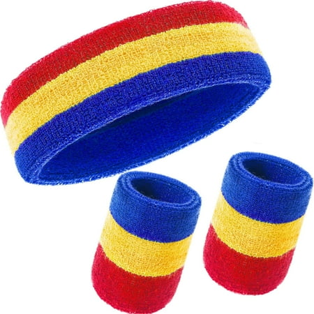 3 Pieces Sweatbands Set, Includes Sports Headband and Wrist Sweatbands ...