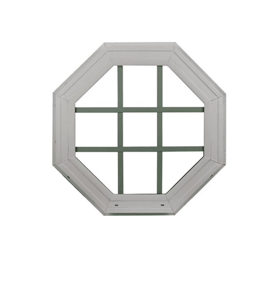 Double Pane Octagon Window with Grids 20" White Vinyl DP50 Argon Gas ...
