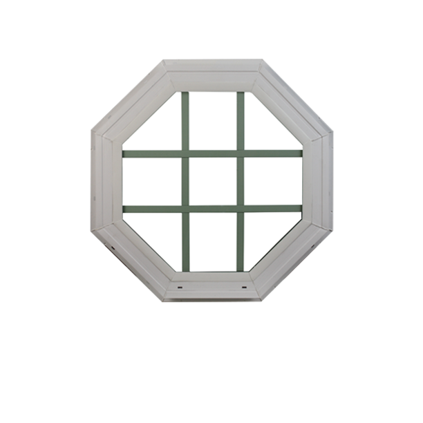 Double Pane Octagon Window with Grids 20" White Vinyl DP50 Argon Gas ...