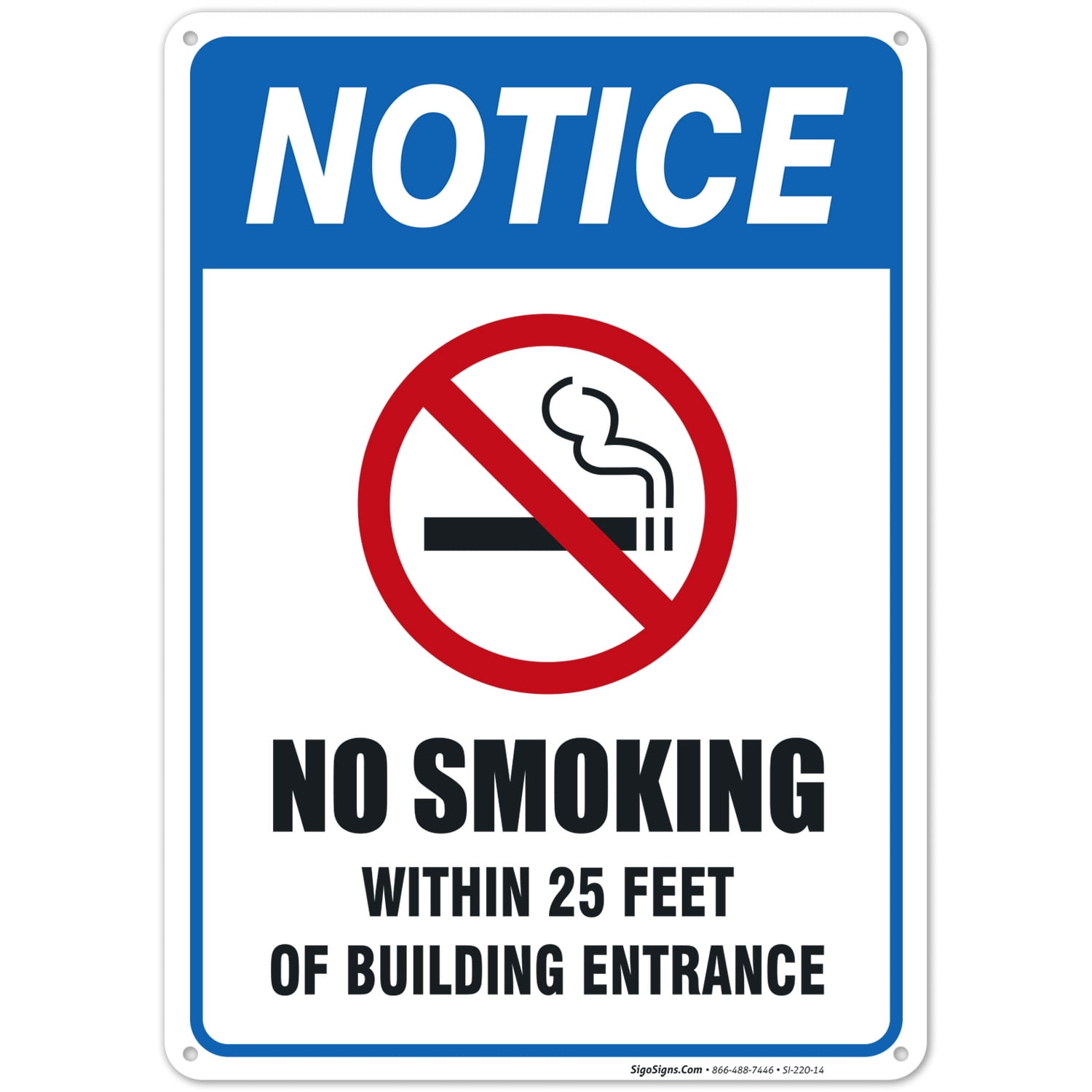 No Smoking Within 25 Feet of Building Entrance Sign, - Walmart.com