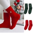 Aellinatey Holiday Themed Plush Crew Socks With Embroidery Cold Weather ...