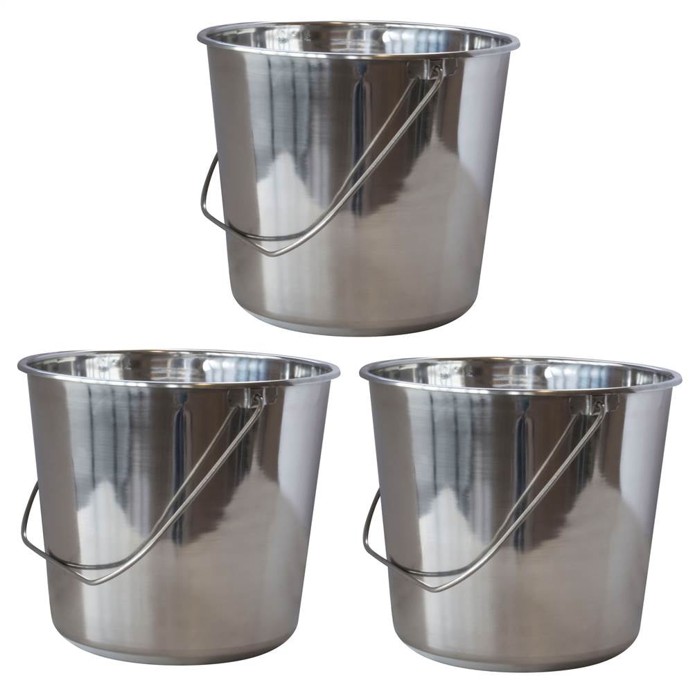 Large Stainless Steel Bucket - Set of 3 - Walmart.com