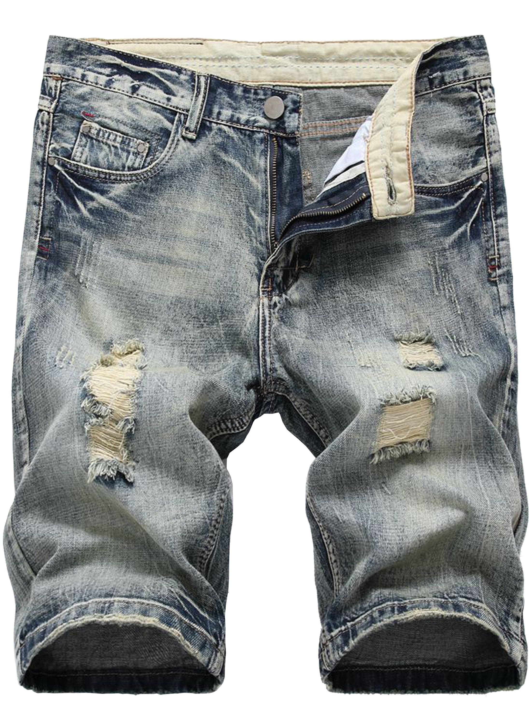 LZLER Ripped Jean Shorts for Men Summer Slim Shorts Jeans - Walmart.com
