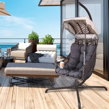 Bifanuo Double Wicker Swing Egg Chair Hammock Foldable Hanging Loveseat ...