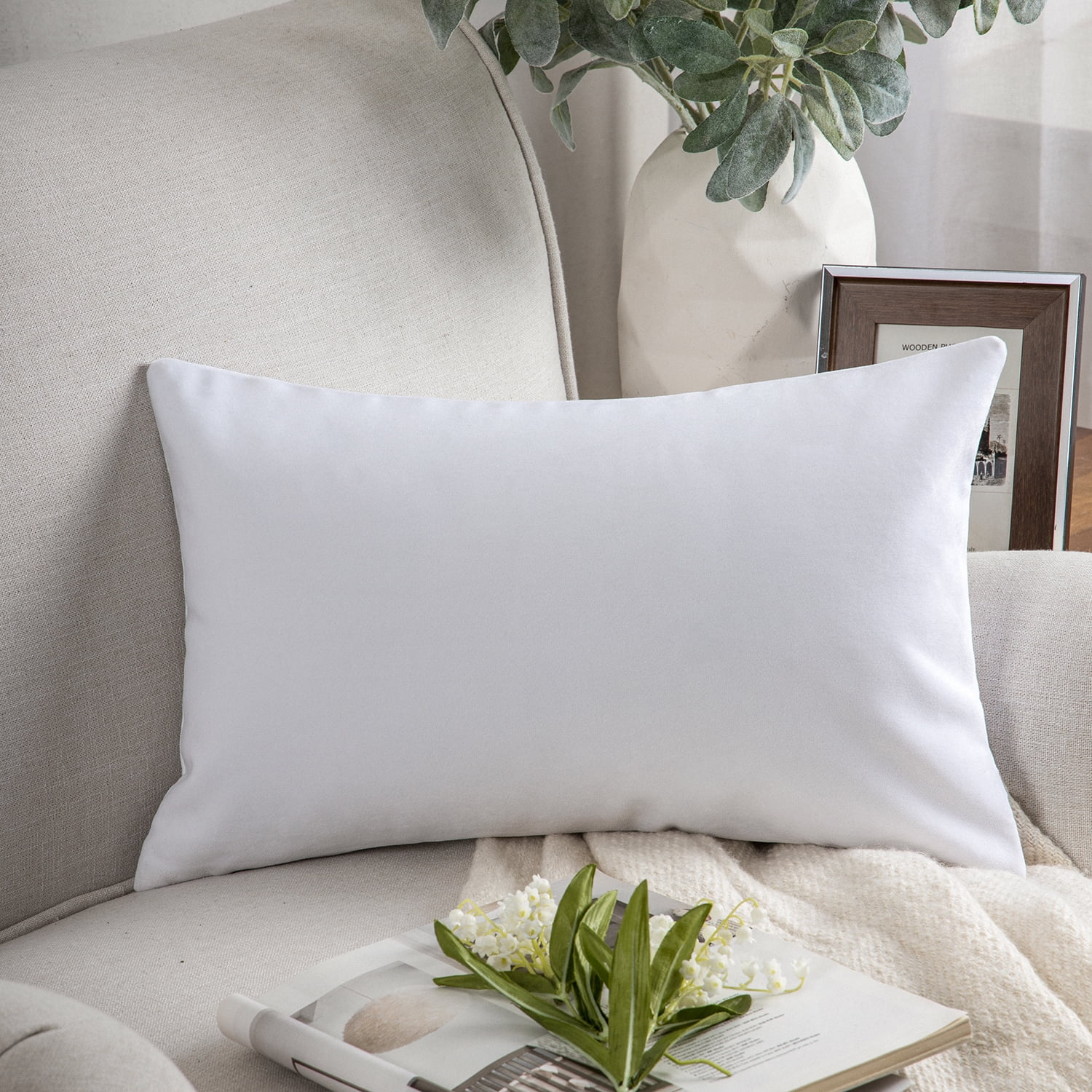 Phantoscope Soft Silky Velvet Series Decorative Throw Pillow, 12" x 20 ...