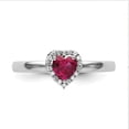 Sterling Silver Cr. Ruby Heart Diamond Ring - Walmart.com