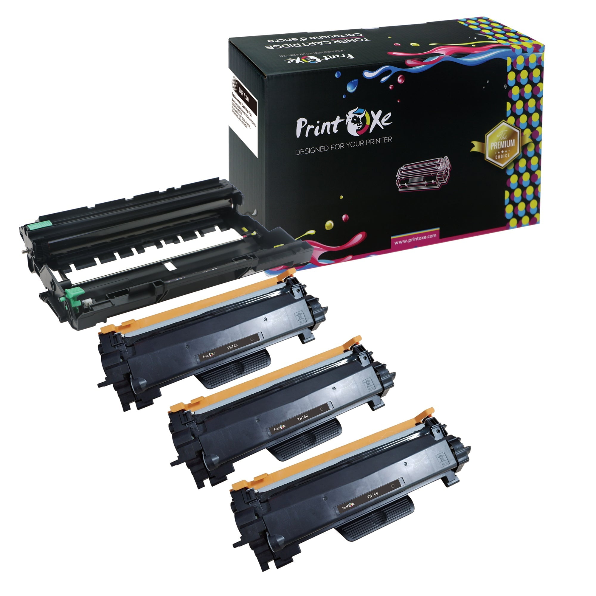 Click here for Printoxe Dr730 Drum And 3 Tn760 Compatible Toner C... prices