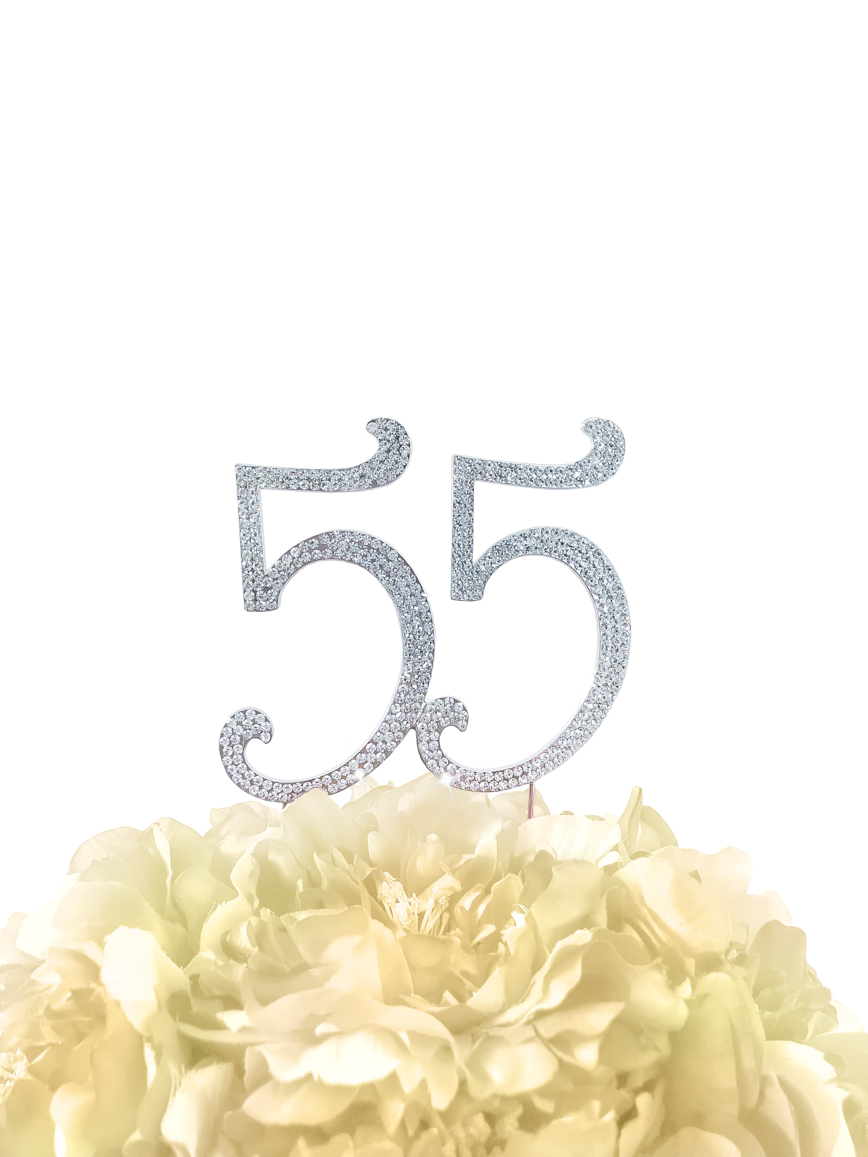 Rhinestone Cake Topper - Number 55 - Silver - Walmart.com