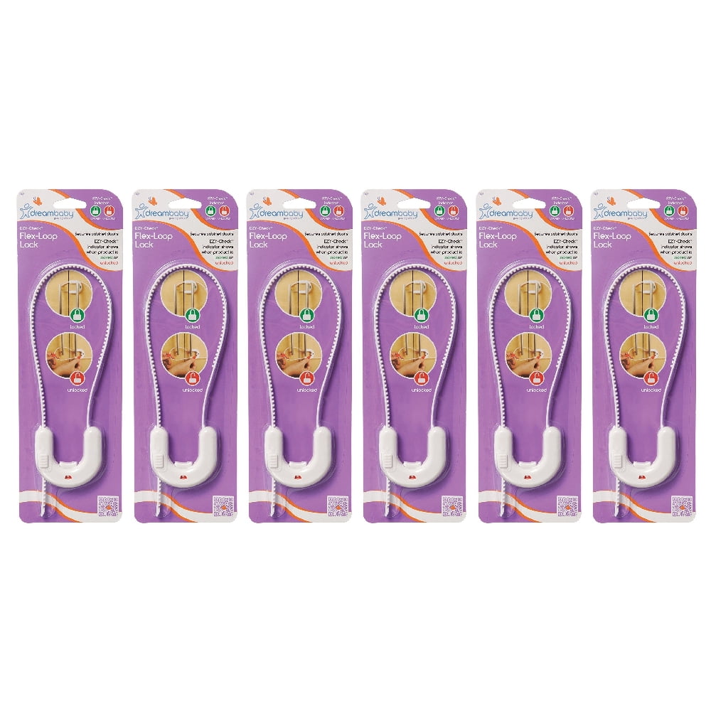 Dreambaby Cabinet Flex Loop Lock with EZY Check Indicator White, 6 Pack ...