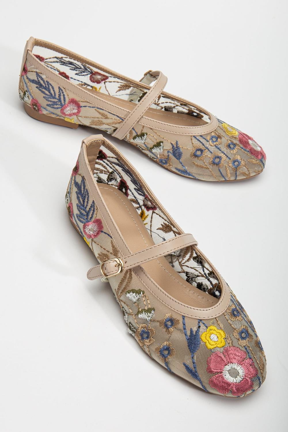 Fauna - Zapatos planos Mary Jane de malla beige beige 22.5 CM | Bodega ...