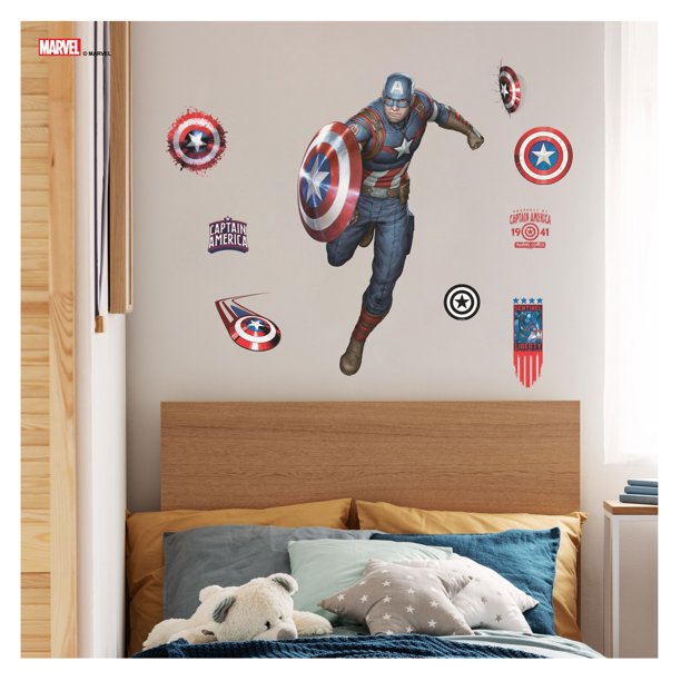 Wall Palz Marvel Captain America Wall Decals - 27" Captain America Wall ...